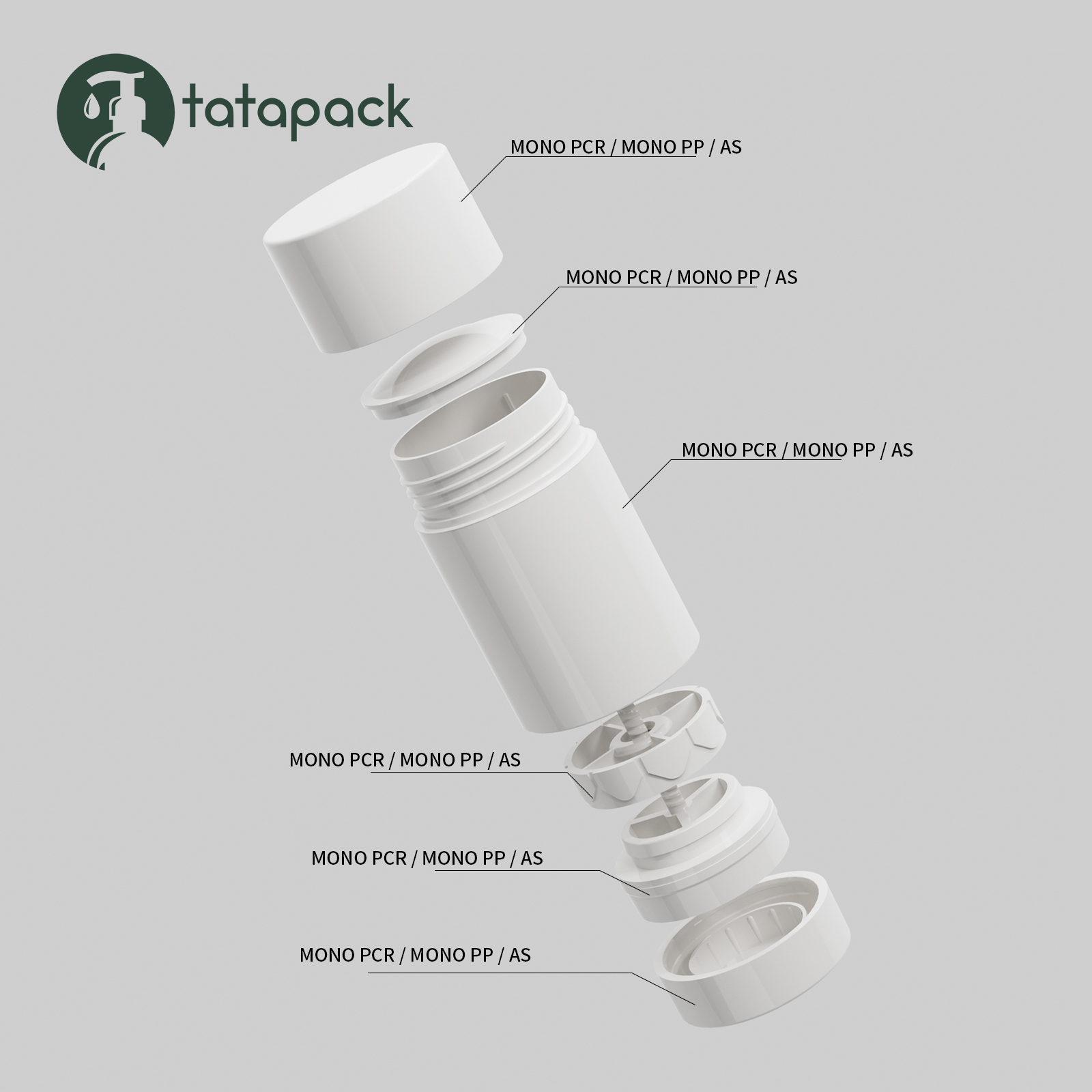 50g Eco Friendly Empty Deodorant Stick Container Twist Up 50ml