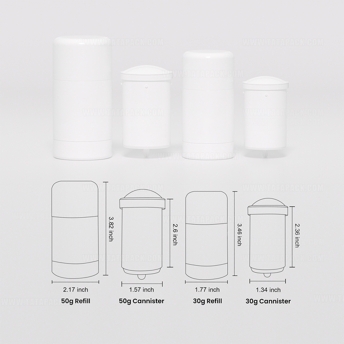PCR 50ml Refillable Cosmetic Packaging Container 1oz Deodorant Tube ...